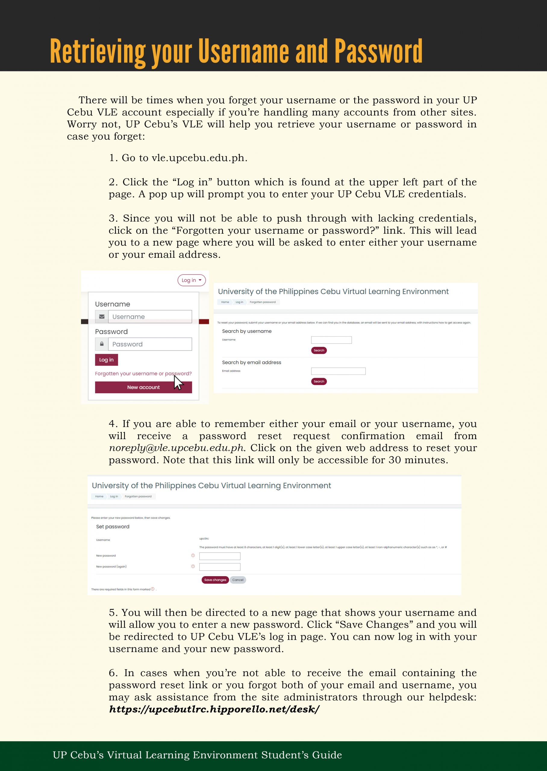 Retrieving Your Username And Password UPC TLRC
