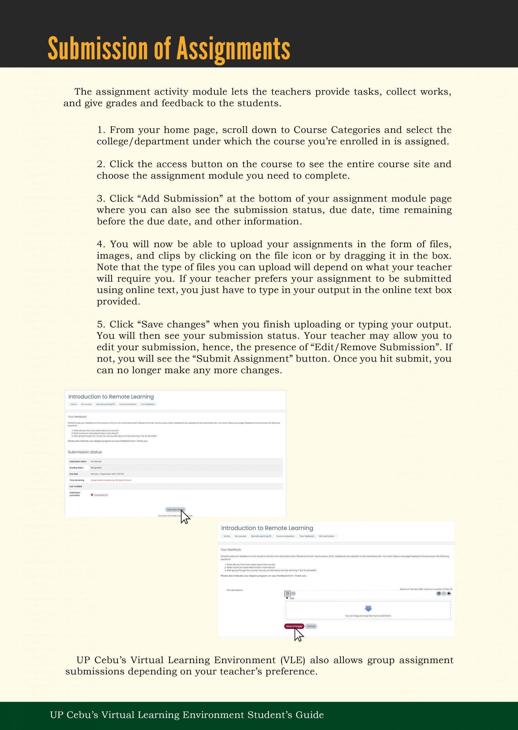 Submission of Assignments - UPC TLRC