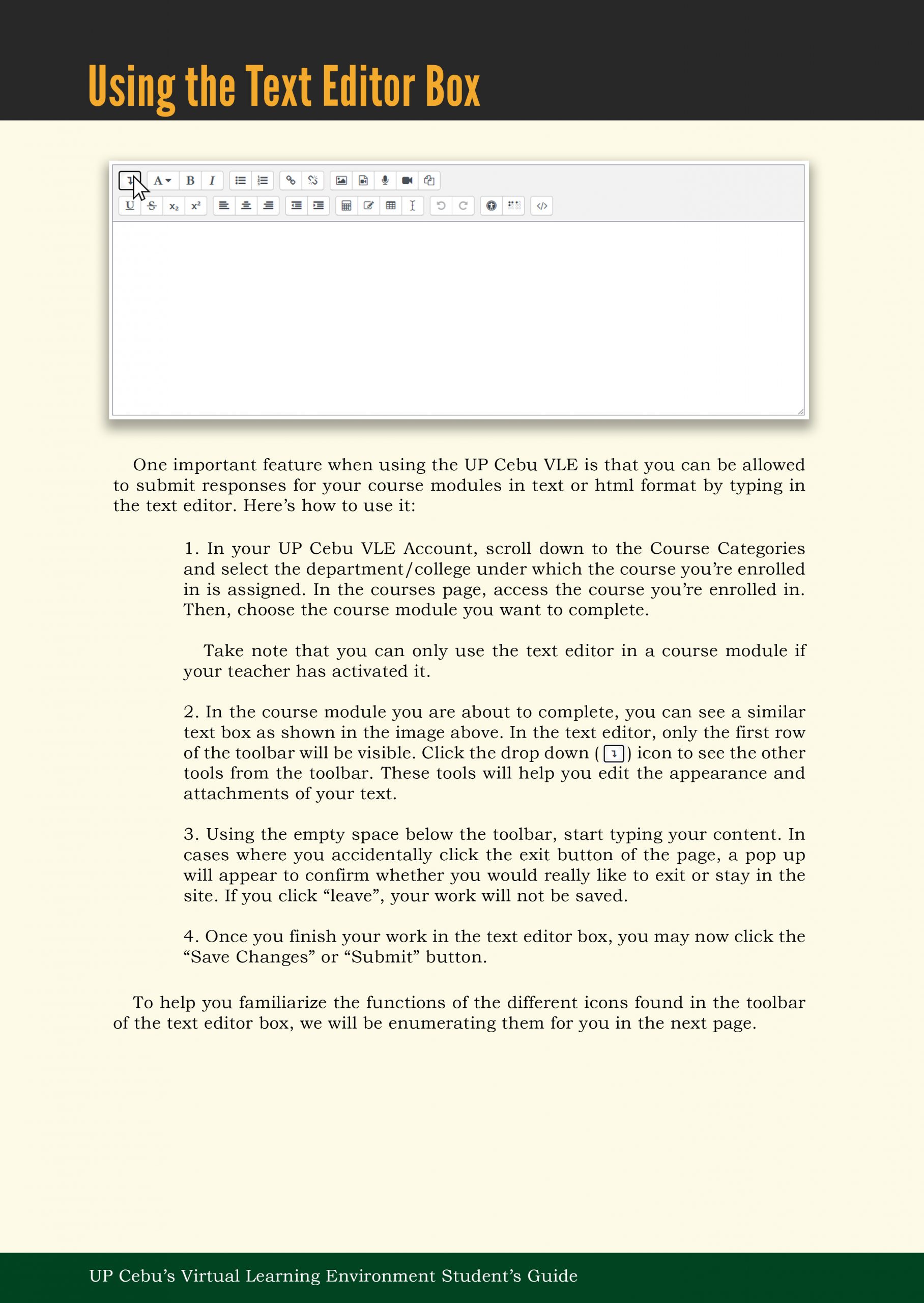 Using the Text Editor Box at UPC VLE - UP Cebu TLRC