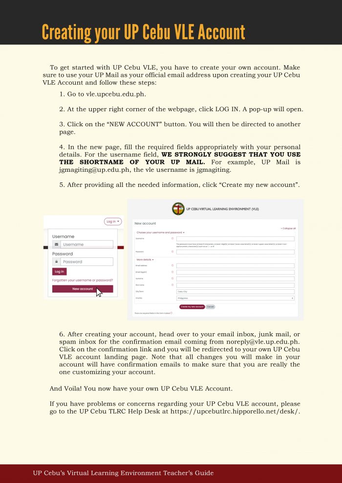 Creating an Account - UPC TLRC