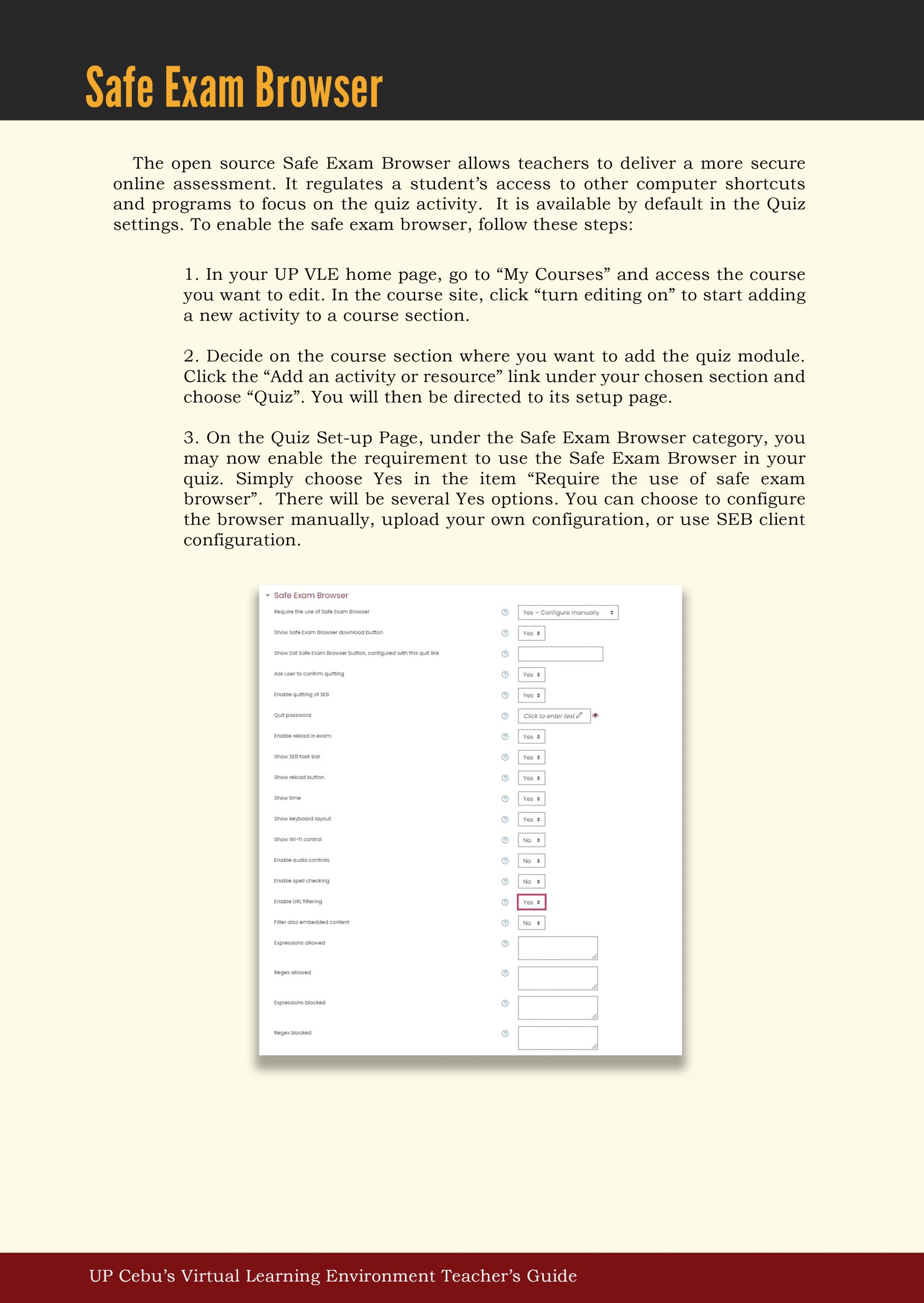The Safe Exam Browser - UP Cebu TLRC
