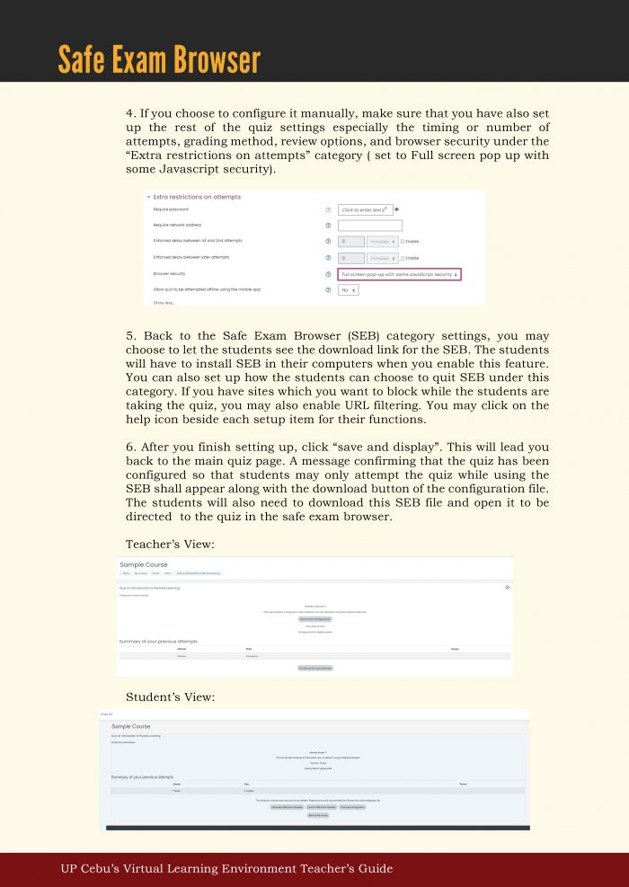 The Safe Exam Browser - UP Cebu TLRC