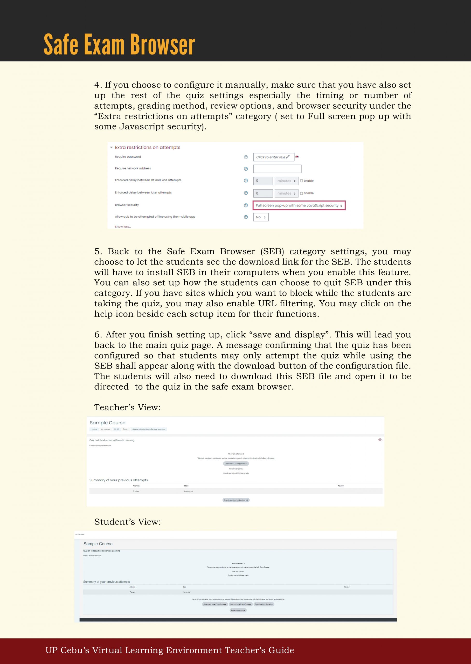 The Safe Exam Browser - UP Cebu TLRC