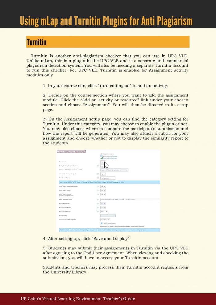 Using mLap and Turnitin Plugins for Anti-Plagiarism - UPC TLRC